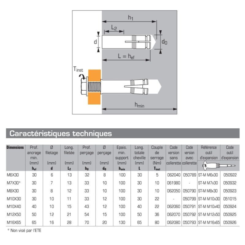 SPIT GRIP L - Boîte de 100 Chevilles en acier avec collerette