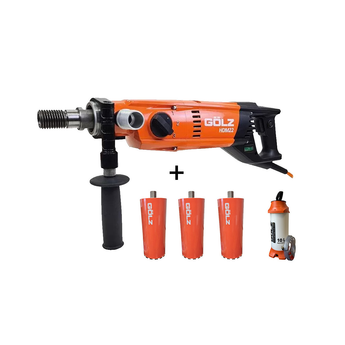 GOLZ HDM22 - Pack Carotteuse Portative + 3 couronnes au choix