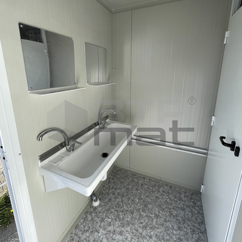 Bloc sanitaire préfabriqué de chantier - WC, lavabo double et douche (neuf)